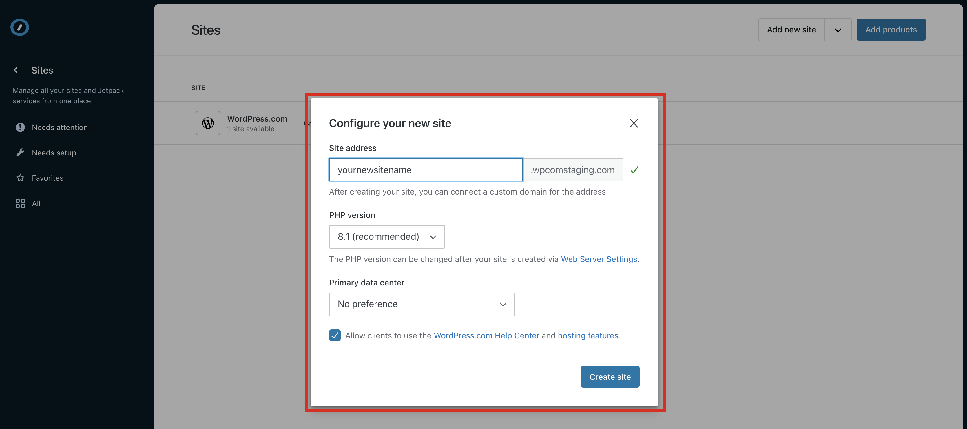 Create and configure a new WordPress.com site – Automattic for Agencies – Knowledge Base