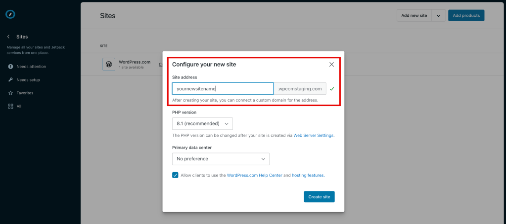Create and configure a new WordPress.com site – Automattic for Agencies – Knowledge Base
